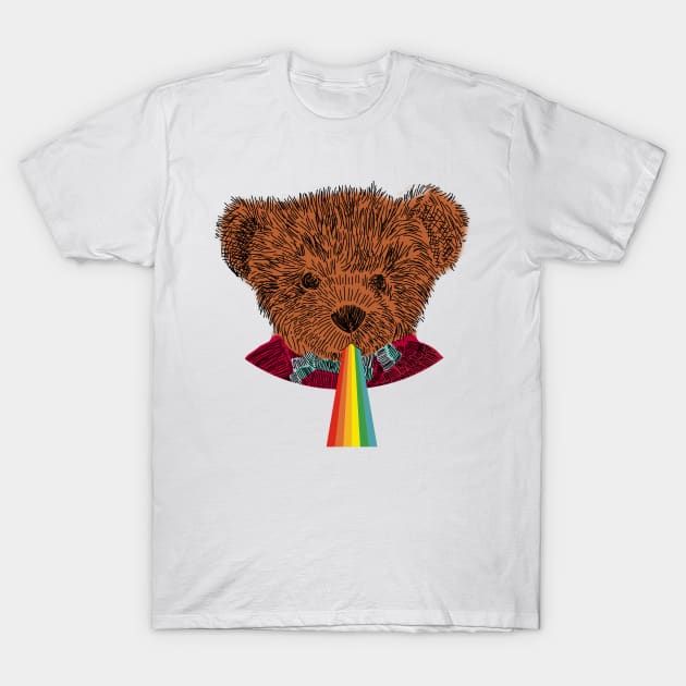 Animals with Rainbow Puke Teddy Bear Portrait - Bear - T-Shirt | TeePublic