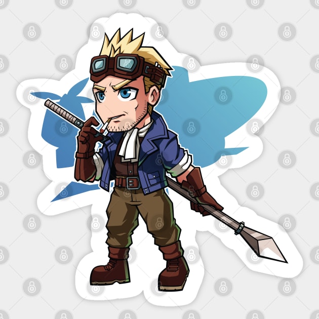 Cid Chibi FF7 - Cid Highwind - Sticker | TeePublic