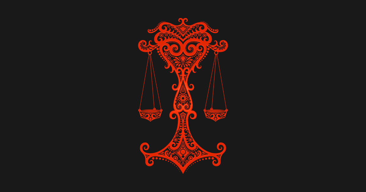 Red Libra Zodiac Sign - Libra - T-Shirt | TeePublic