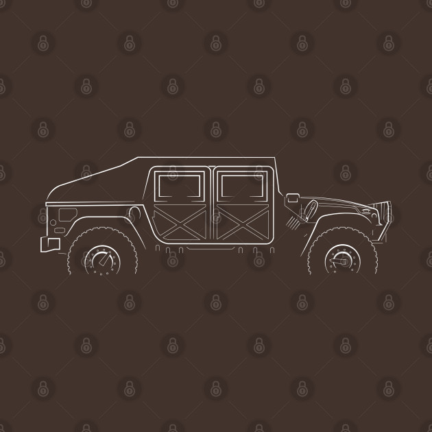 Front/profile - HMMWV Humvee - stencil, white - Hummer - T-Shirt ...