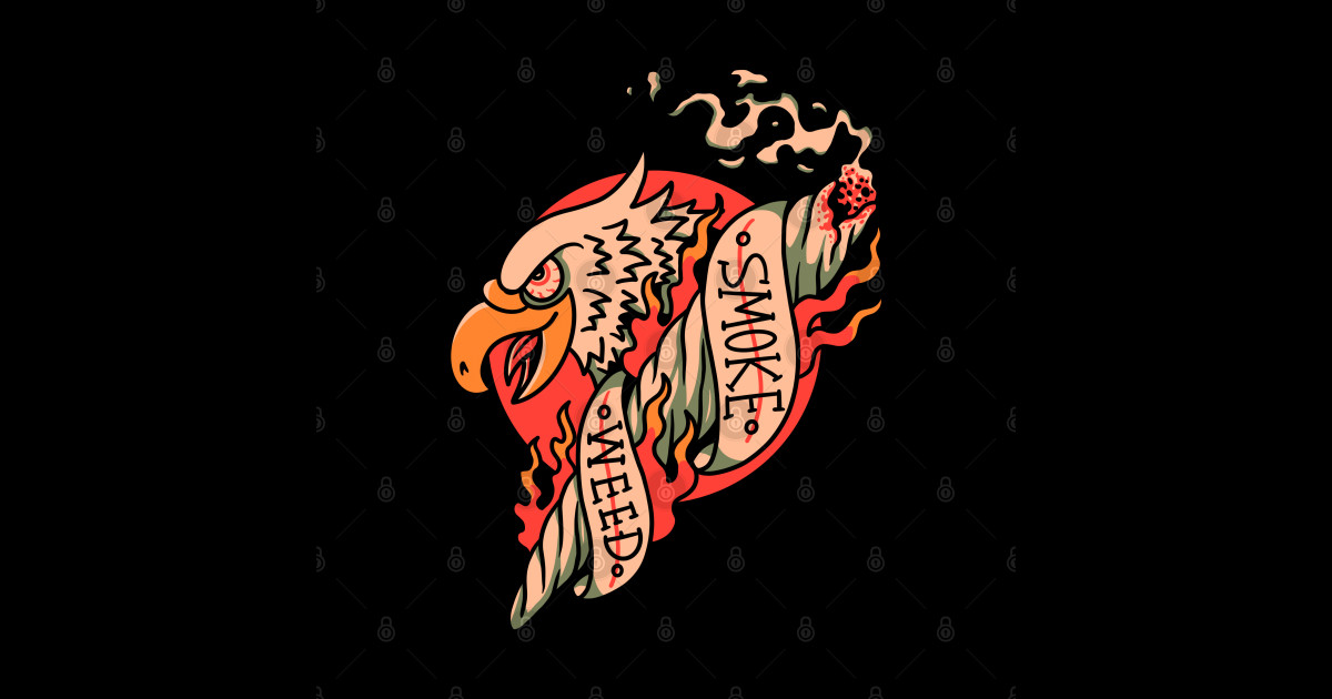 smoke weed eagle tattoo - Tattoo - Sticker | TeePublic
