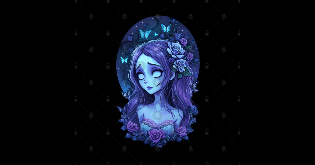 Colorful Corpse Bride and Butterflies - Corpse Bride - Sticker | TeePublic