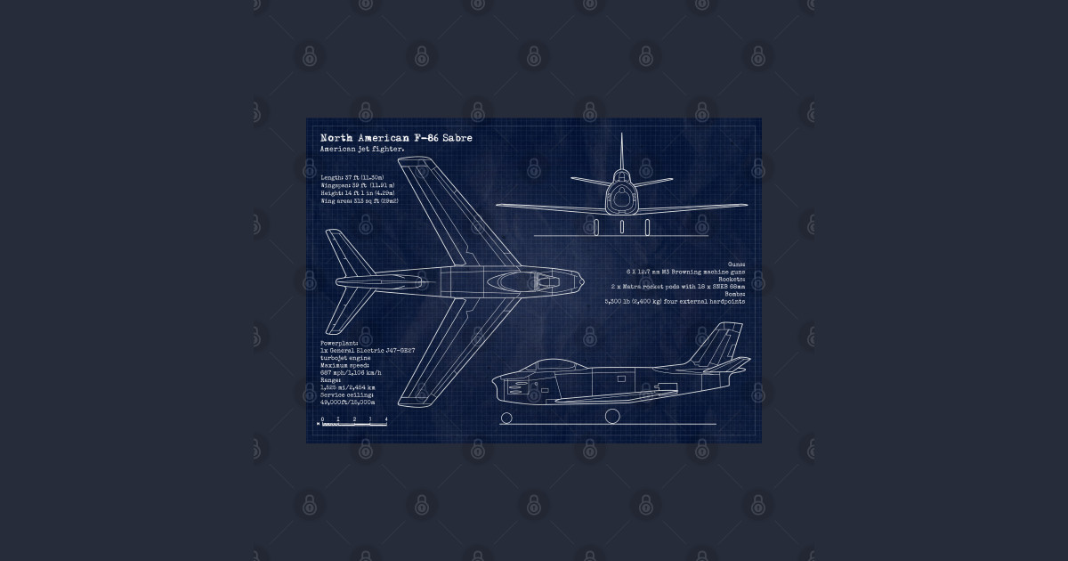 F86 Sabre Blueprint - Sabre - T-Shirt | TeePublic