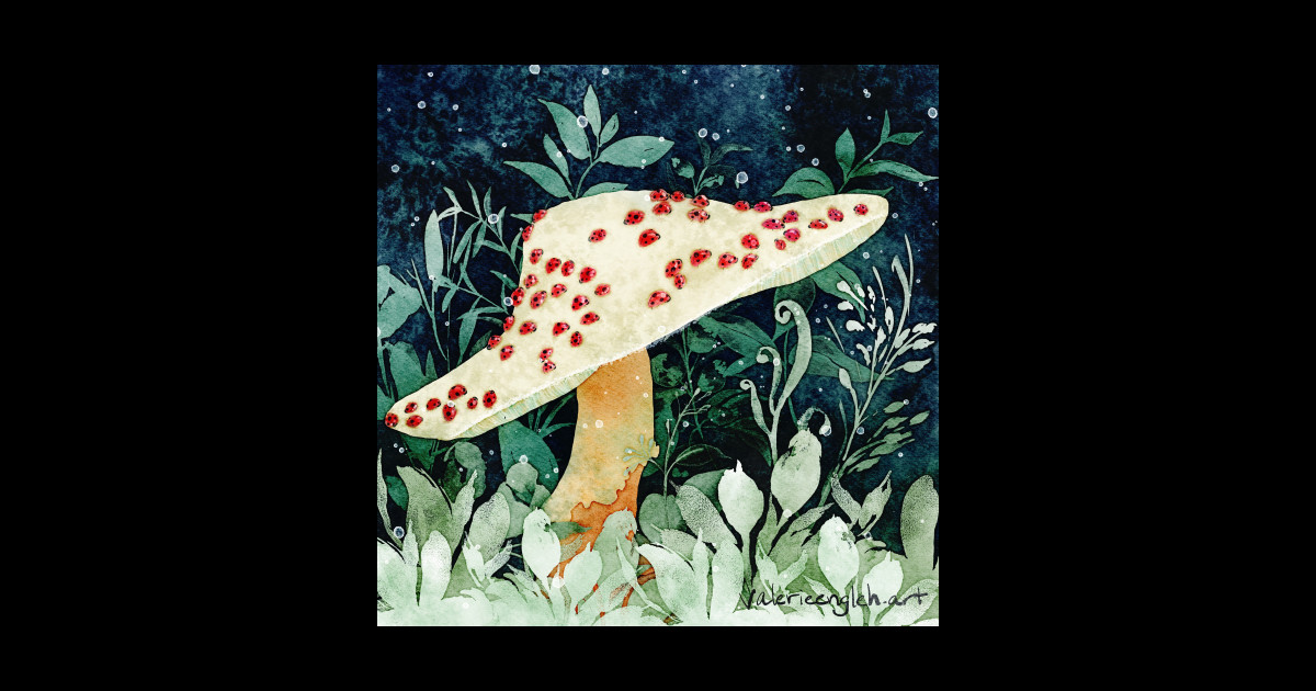 Ladybug Mushroom Negative Painting - Ladybug - Sticker | TeePublic