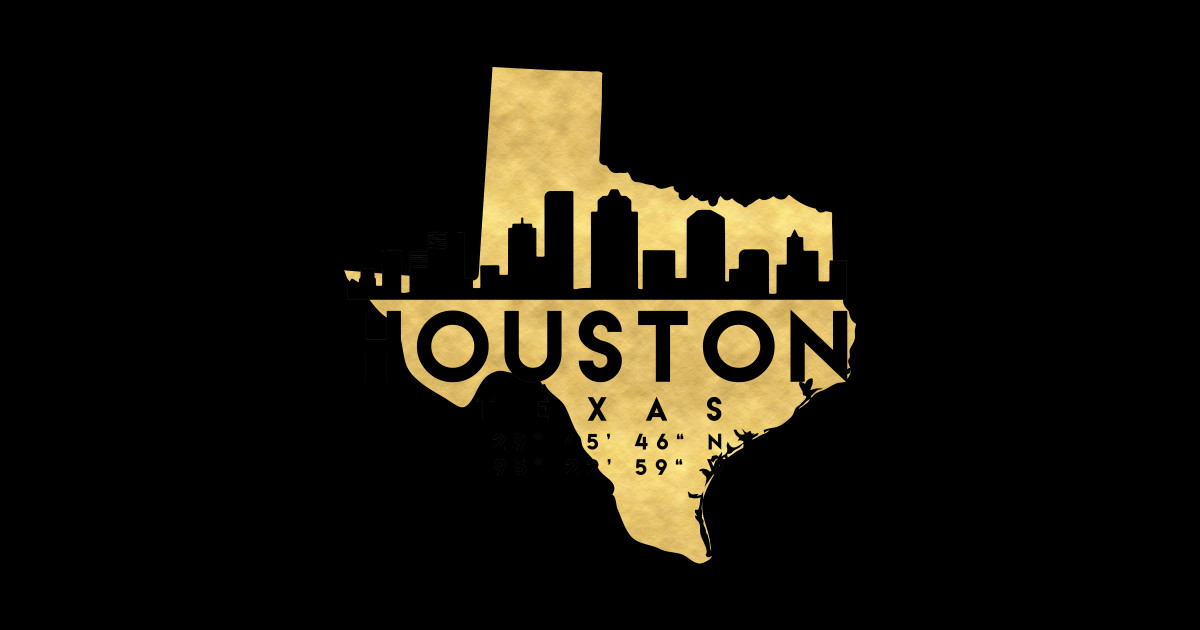 Houston Texas Skyline Map Art - Houston - Sticker | TeePublic