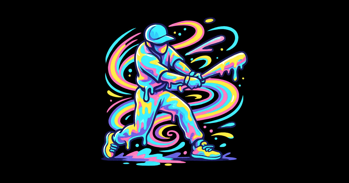 Ice Cream Drip Baseball Bat Baseball Player - Baseball Cool Drip ...