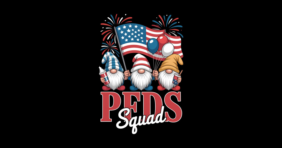 Pediatric Squad 4Th Of July Us Flag Heart Three Gnomes Nurse - 4th July ...