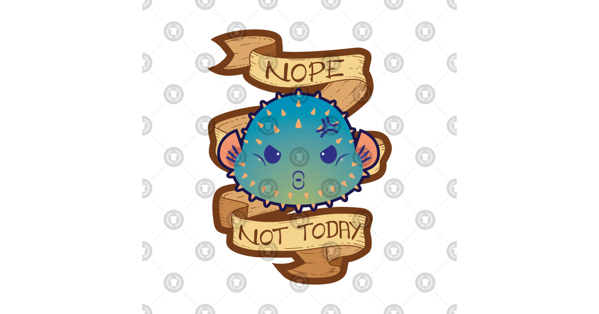 Nope - Puffer Fish - Sticker | TeePublic Nope - Puffer Fish - Sticker | TeePublic