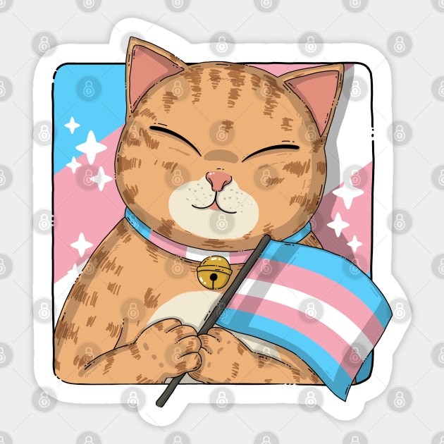 Cute Tabby Cat Holding Transgender Pride Flag - Transgender Pride ...