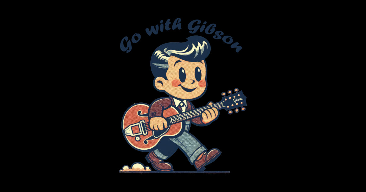 Gibson guitar retro cartoon, 1930s, vintage cartoon - Gibson Guitar ...