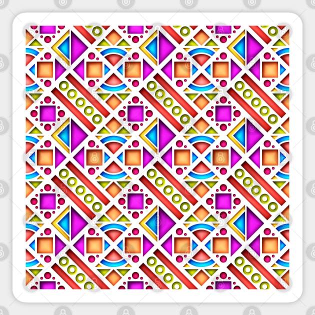 3d Geometric Pattern - Patchwork - Sticker | TeePublic