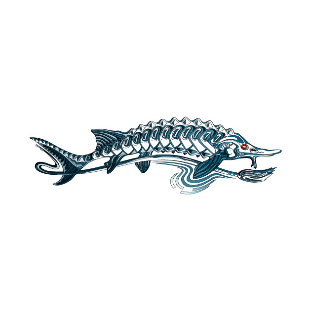 Stellate Sturgeon Fish Design - Tattoo - T-Shirt | TeePublic
