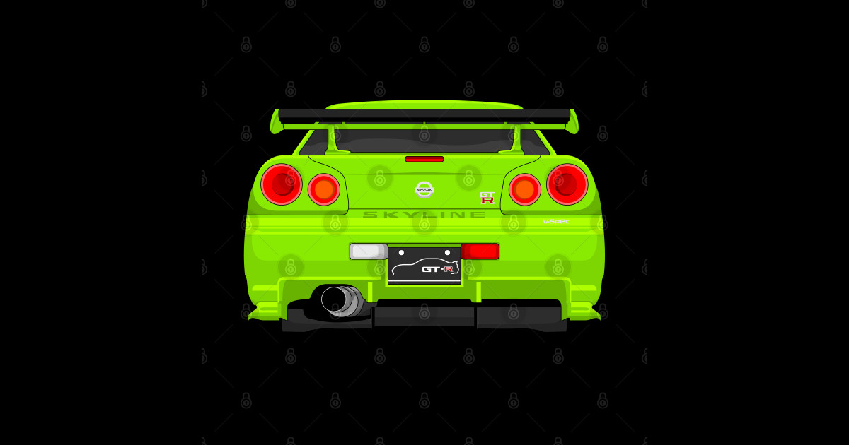 GTR R34 LIME - Nissan Skyline Gtr R34 - Sticker | TeePublic