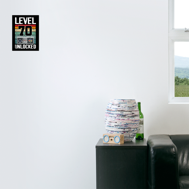 Level 70 Unlocked 70 Year Old Gamers 70th Birthday Gaming - Level ...