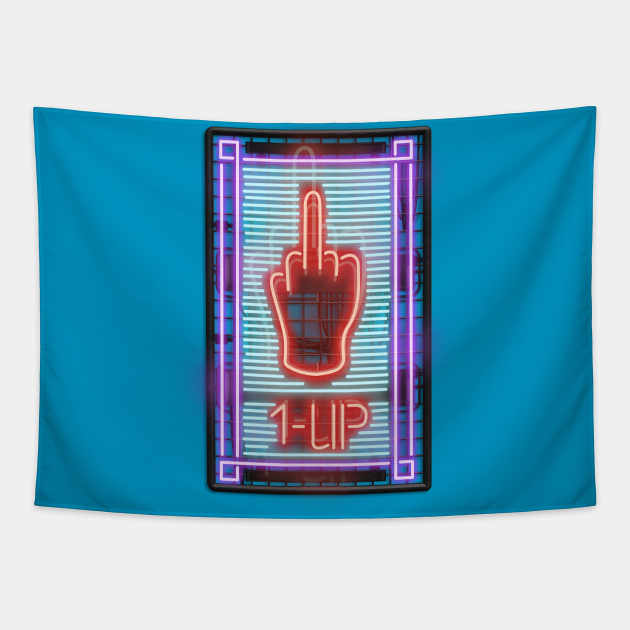 1-UP Middle Finger Neon Sign - Extra Life - Tapestry | TeePublic