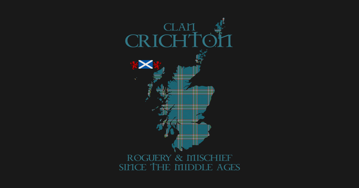 Clan Crichton ancient tartan Scotland map Saltire flag and lion rampant ...