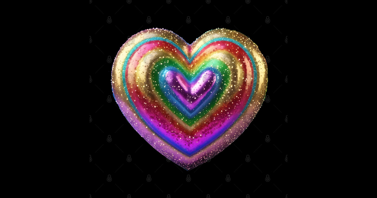 Rainbow Glitter Heart - Rainbow Pride Love Heart - Sticker | TeePublic