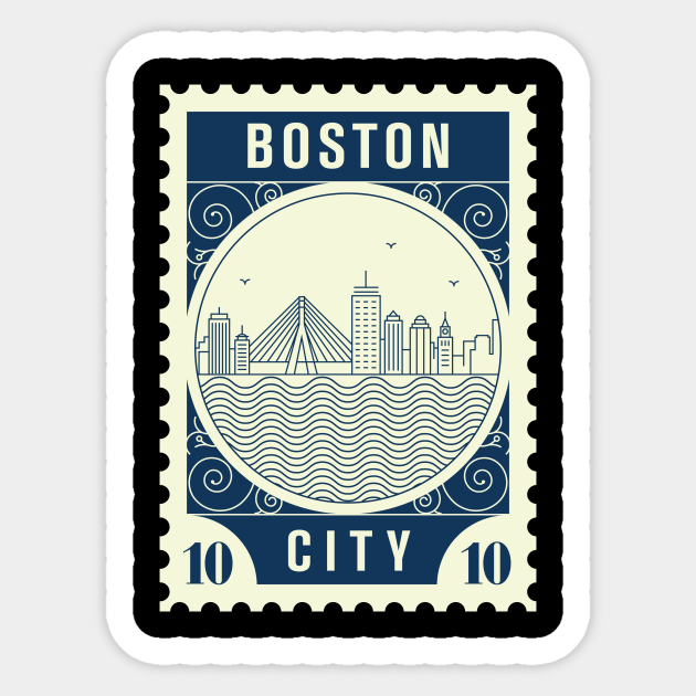 Boston Stamp Design - Boston - Sticker | TeePublic
