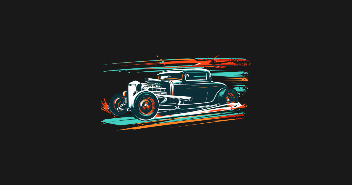 Retro Neon Hot Rod Vintage Classic Custom Car Rat Rod Hot Rod - Hot Rod ...