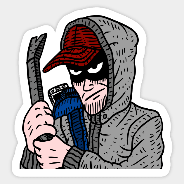 creepy burglar. thief. - Thief - Sticker | TeePublic