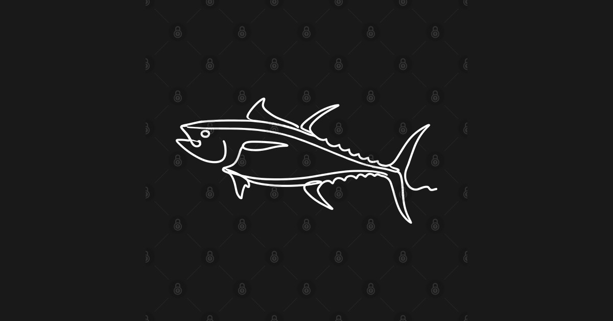 Tuna Line Drawing - Tuna - T-Shirt | TeePublic