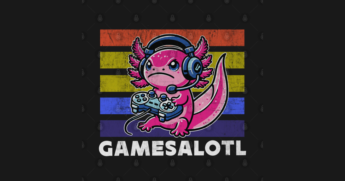 Gamesalotl Cute Kawaii Axolotl Gamer - Funny Axolotl - T-Shirt | TeePublic