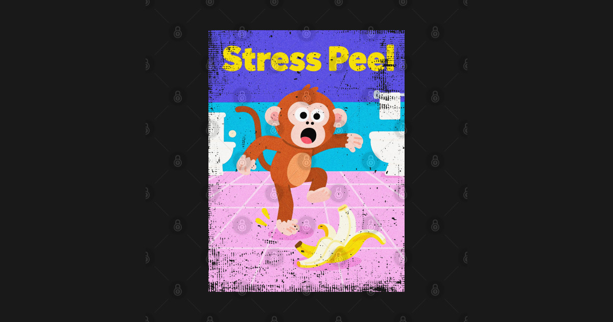 Stress Peel Retro Monkey Cartoon – Funny Banana Slip Panic Art - Funny ...