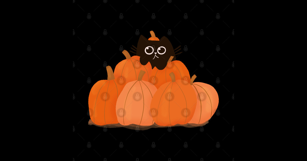Cat In a Pumpkin Patch - Cat - Sticker | TeePublic