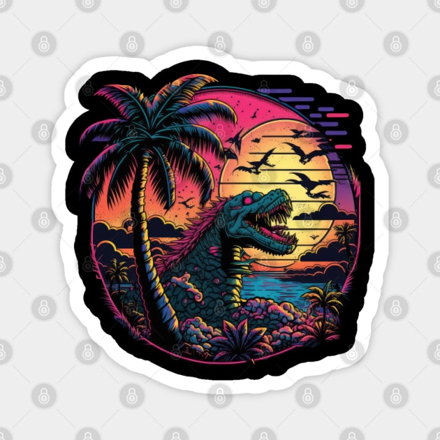 80s synthwave dinosaur - Dinosaur - Magnet | TeePublic