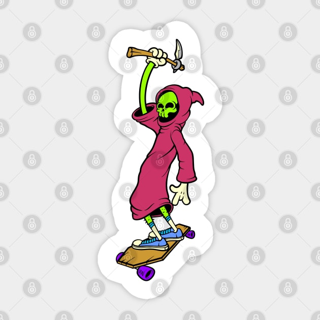 happy grim reaper cartoon - Grim Reaper Design - Sticker | TeePublic