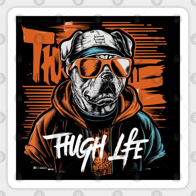 Thug Life Dog Design in Bold Colors - Thug Life - Sticker | TeePublic