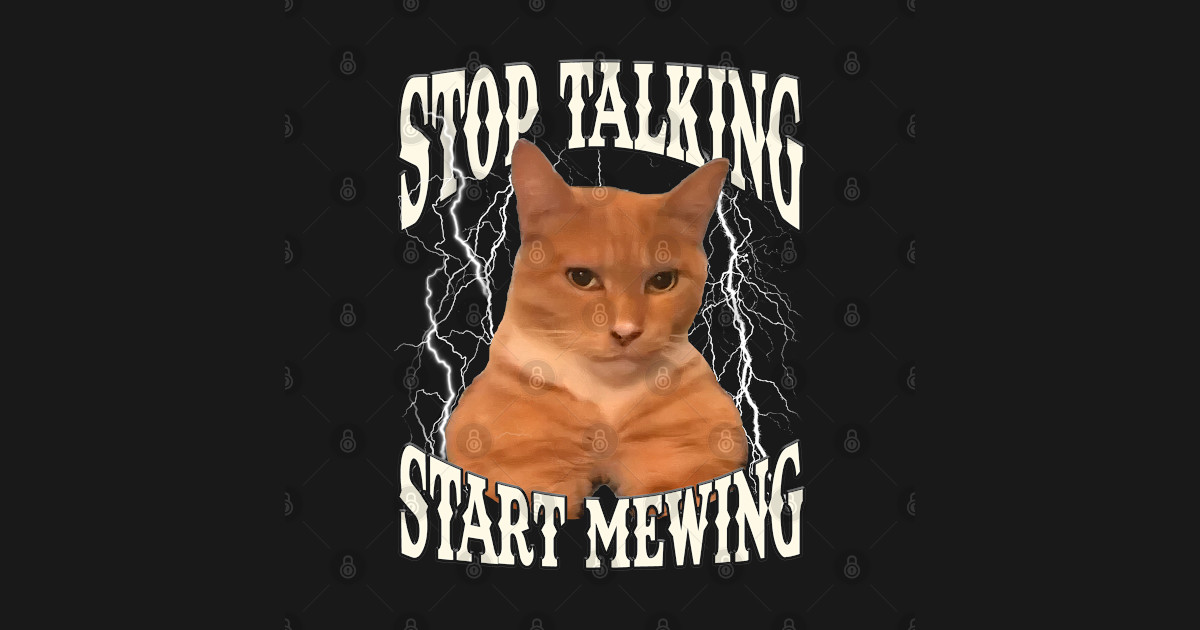 Stop Talking Start Mewing Meme Funny - Cat Memes - T-Shirt | TeePublic