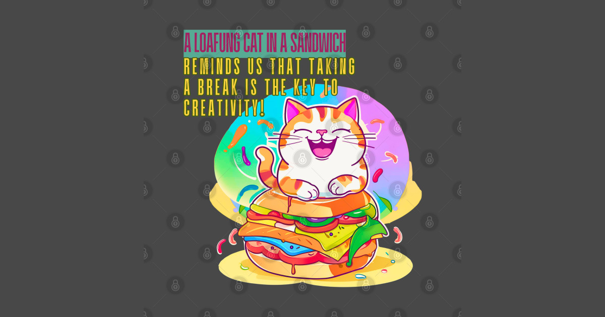 Loafing Cat in a Sandwich Motivational Design - Loafing Cat - T-Shirt ...