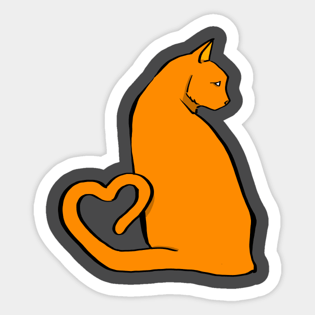 Orange cat heart - Cat - Sticker | TeePublic