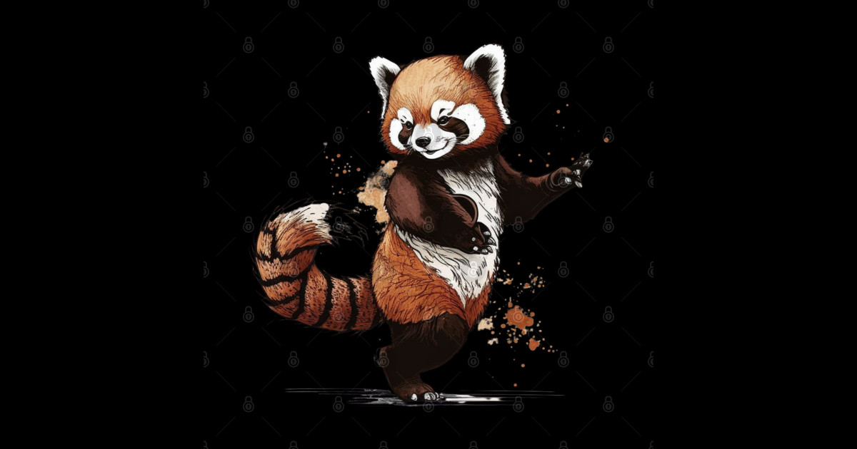 A Dancing Red Panda - Red Panda - Sticker | TeePublic