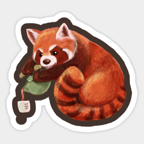 Red Panda Pouring Tea - Cute - T-Shirt | TeePublic