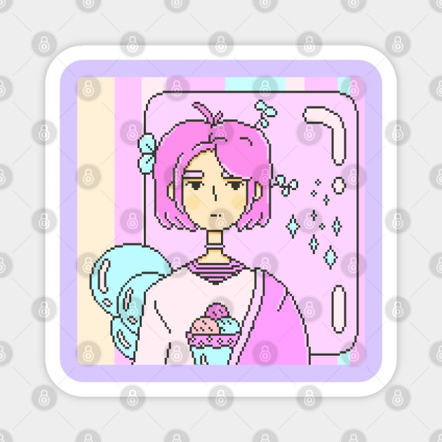 Cute Anime Alien Girl Minimalist Aesthetic Design - Cute Girl - Magnet ...