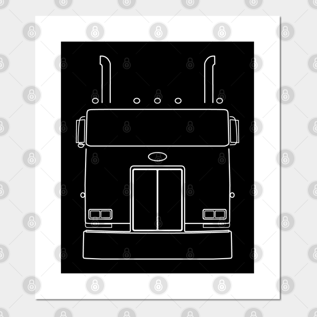 Cabover Pete classic truck outline graphic (white) - Truck - Posters ...