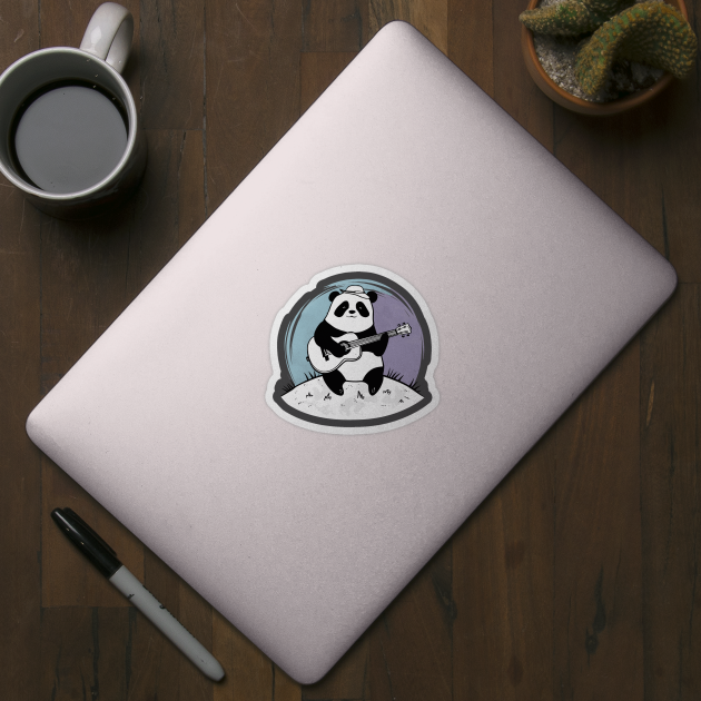 Panda vibing with Guitar - Panda - Sticker | TeePublic