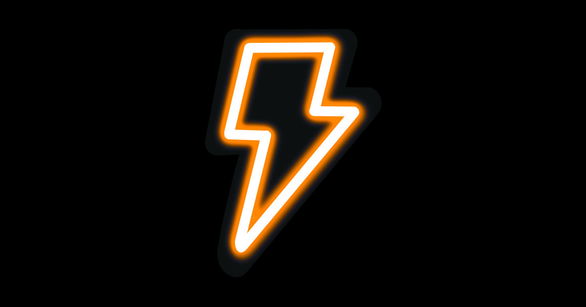 Neon Orange Lightning Bolt - Orange - Sticker | TeePublic