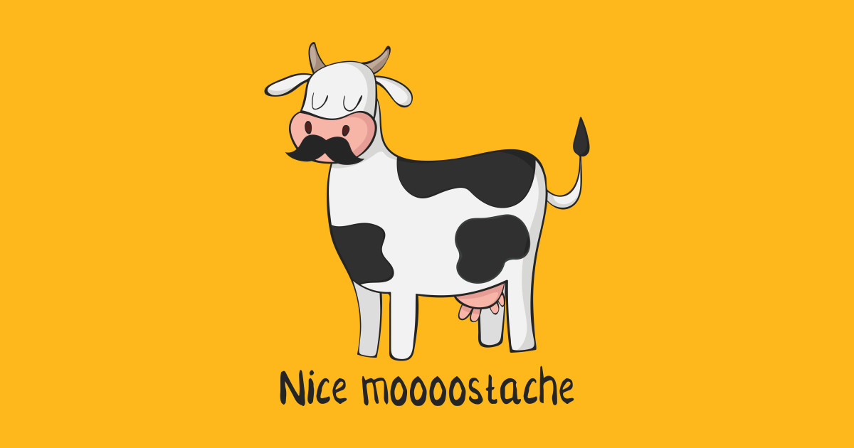 Nice Moostache - Funny Cow With Mustache Design - Cow - Long Sleeve T ...