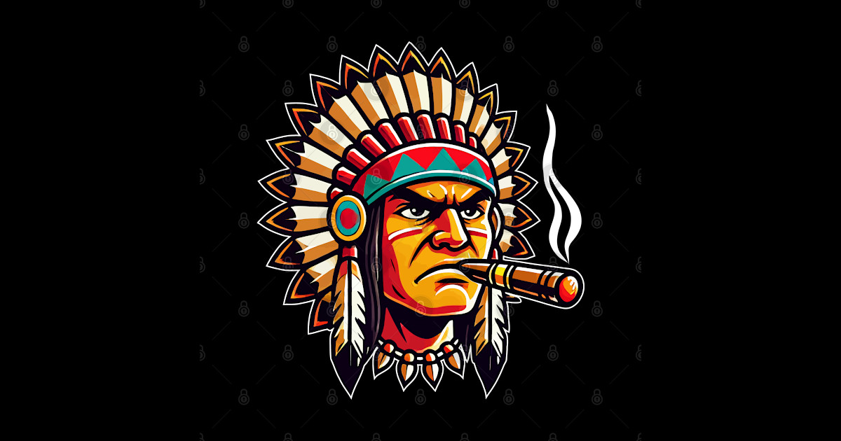 Indian chief smoking a cigar - Indian Chief - Sticker | TeePublic