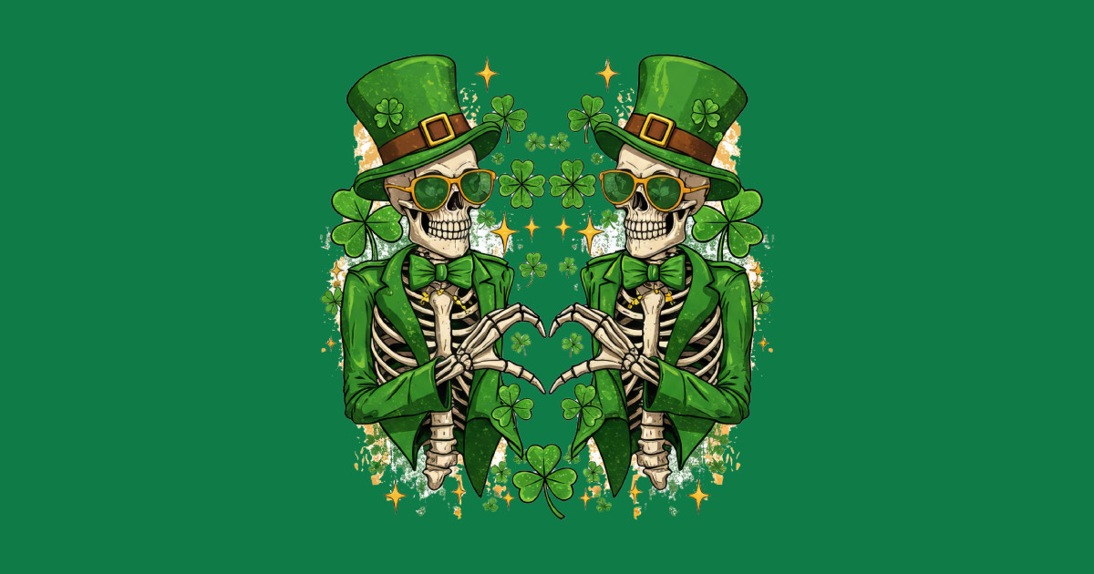 Skeleton Hand Heart Shamrock St Patricks Day Saint Paddys - Shamrock St ...