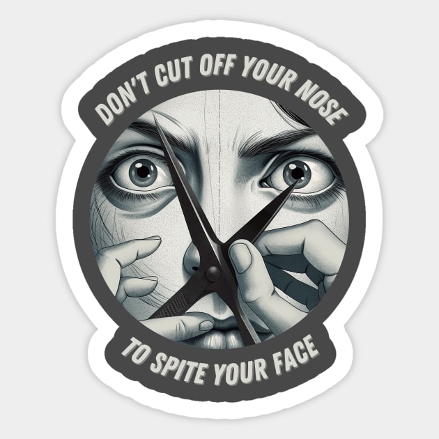 Don't cut off your nose to spite your face! - Funny Quote - Sticker ...