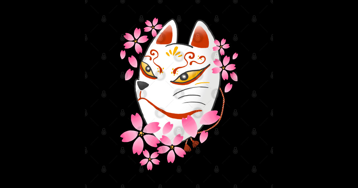 Japanese White Fox God Mask Art Kyoto Vintage Japan Sakura Samurai ...