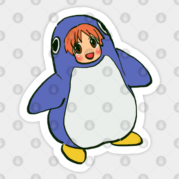 I draw cafe penguin suit chiyo chan - Azumanga Daioh - Sticker | TeePublic