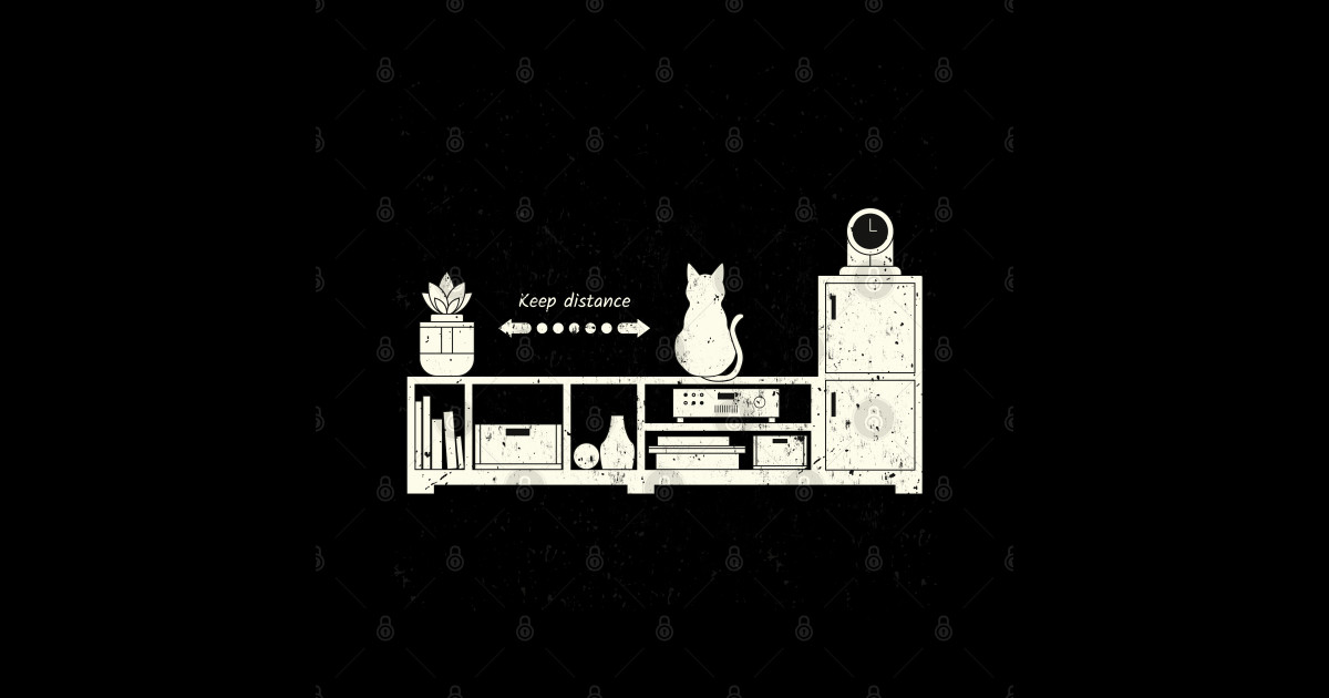 Cat vs plant | Keep distance - Cat And Plant - Sticker | TeePublic