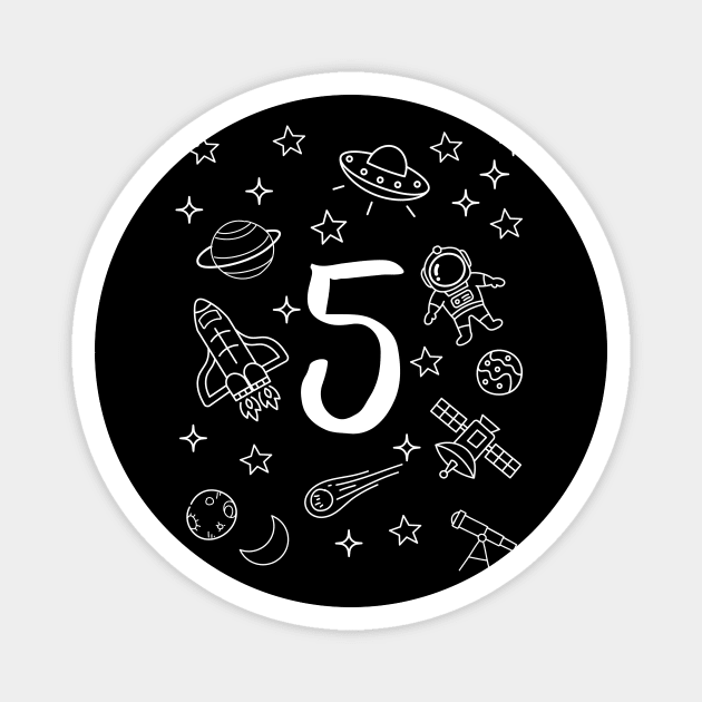 5th birthday space design, 5 years old birthday - Space Boy - Magnet ...