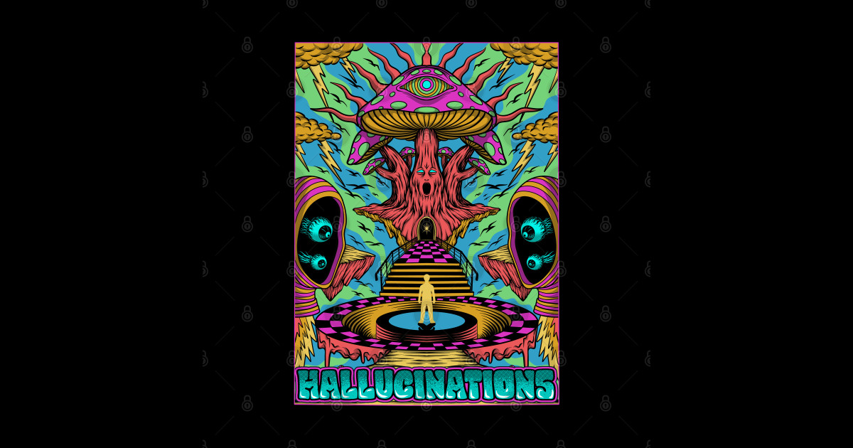 Halucination Psychedelic Artwork - Fungi Psychedelic - Sticker | TeePublic