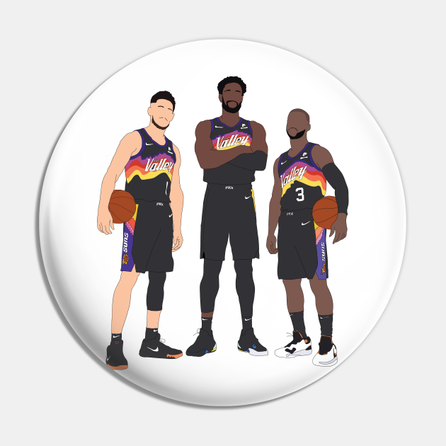 Devin Booker/Chris Paul/Deandre Ayton Phoenix Suns - Phoenix Suns - Pin | TeePublic